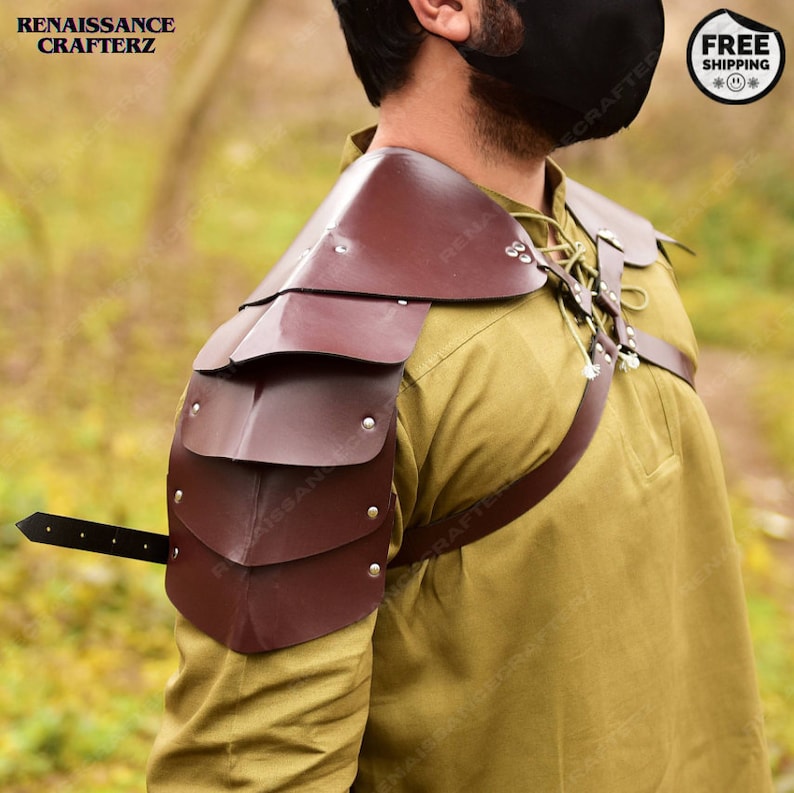 Viking Leather Larp Armor, Medieval Cosplay Shoulder Armor, Renaissance ...