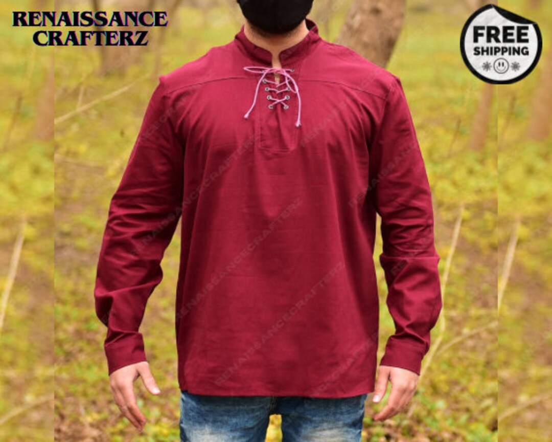 Renaissance Fair Viking Larp Tunic, Vintage Long Sleeve Men Cotton ...