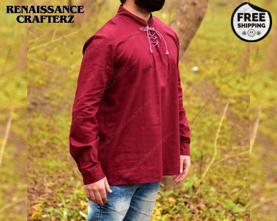 Renaissance Fair Viking Larp Tunic, Vintage Long Sleeve Men Cotton ...