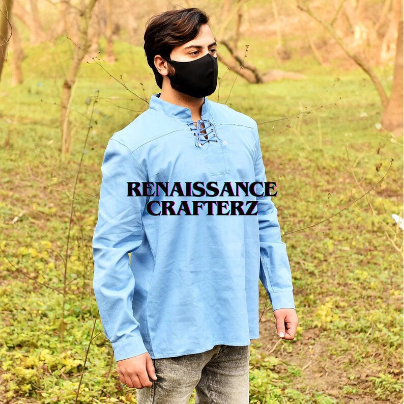 Renaissance Fair Viking Larp Tunic, Vintage Long Sleeve Men Cotton ...