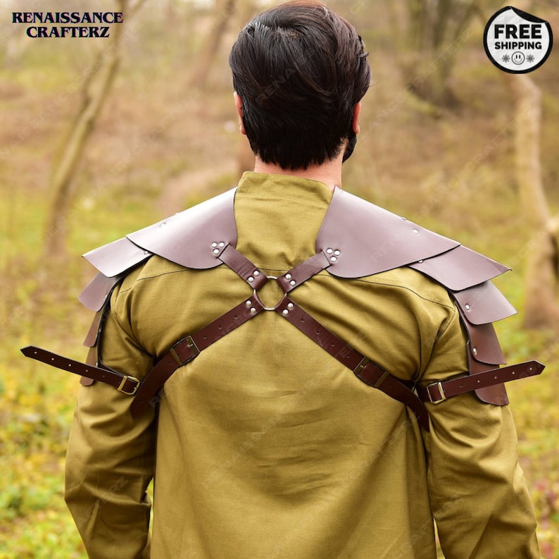 Viking Leather Larp Armor, Medieval Cosplay Shoulder Armor, Renaissance ...