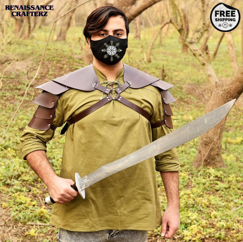 Viking Leather Larp Armor, Medieval Cosplay Shoulder Armor, Renaissance ...