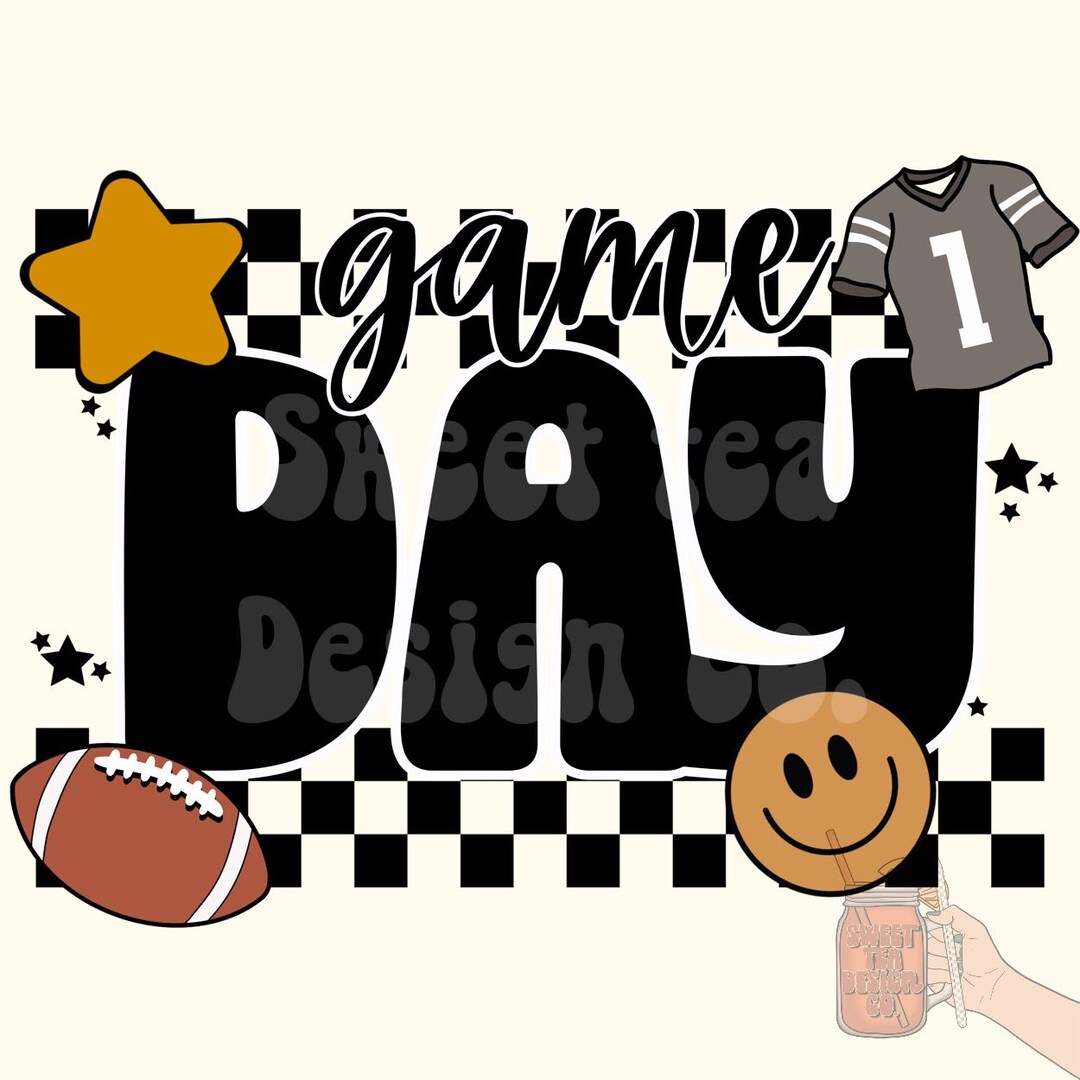 Checkered Football Game Day PNG Digital Download Retro Sports Design ...
