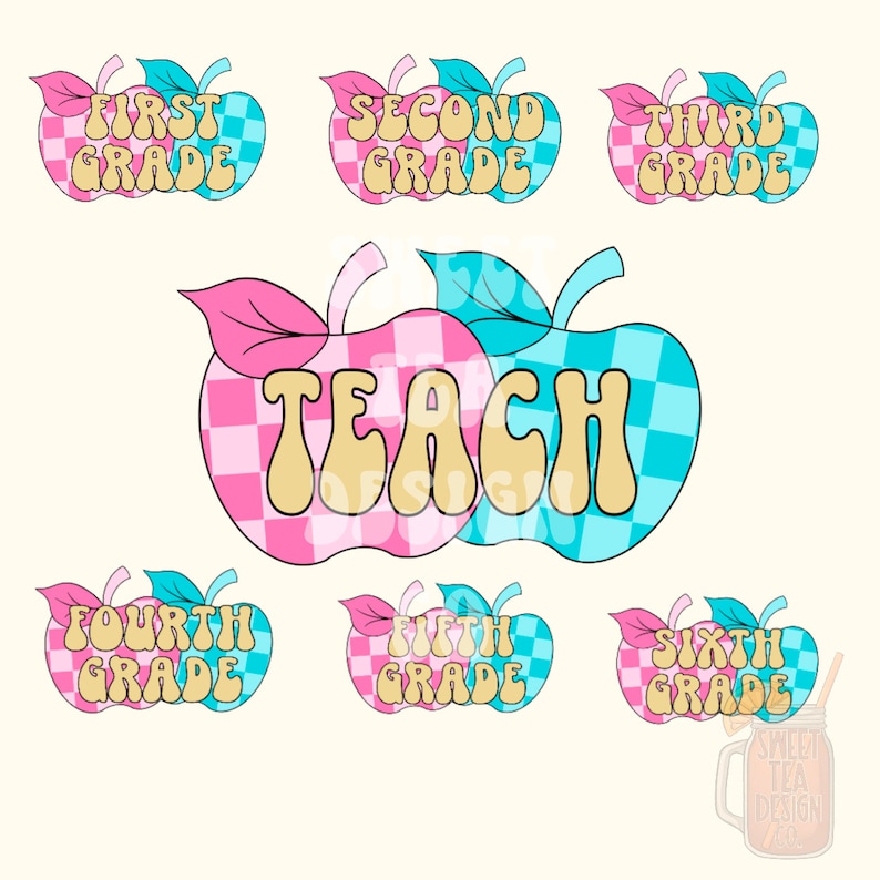 Back to School Checkered Apples BUNDLE - PNG - Back to School, Retro ...