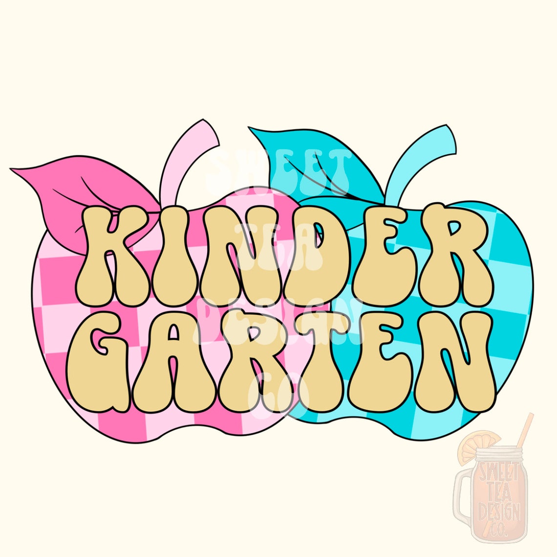 KINDERGARTEN Checkered Apples - PNG - Back to School, Kindergarten ...