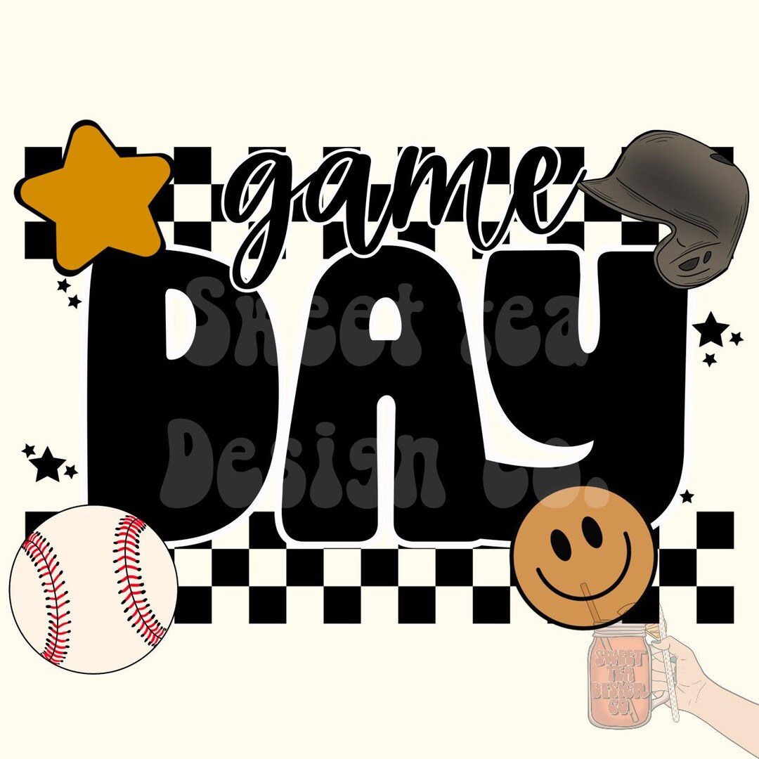 Checkered Baseball Game Day PNG Digital Download Retro Sports Design ...