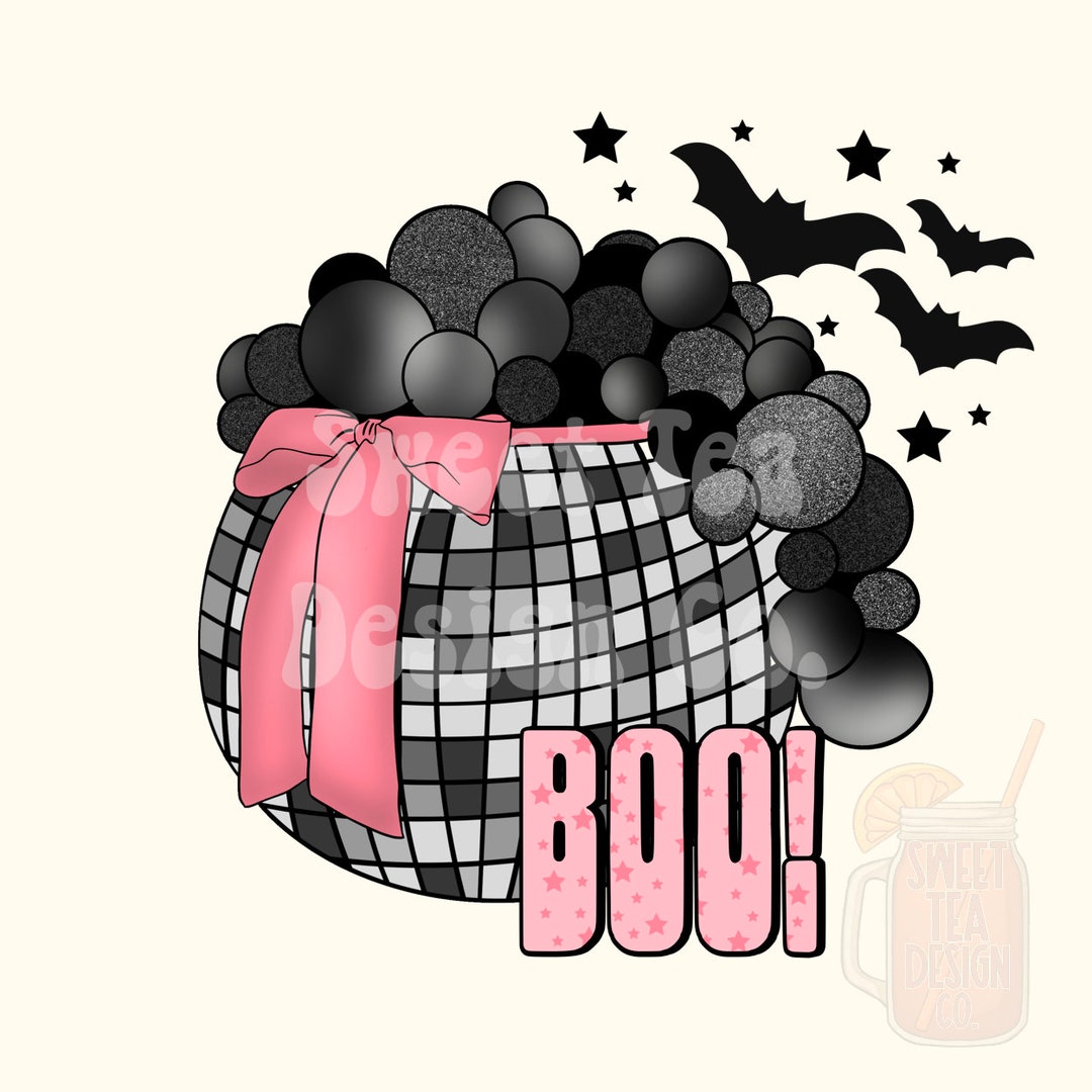 Halloween Disco Ball BOO PNG Halloween Granny Black Glitter Ornaments ...