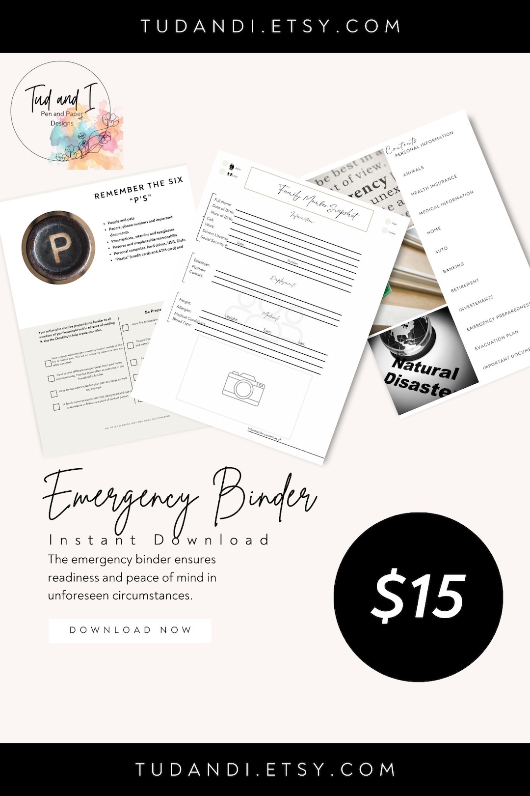 Natural Disaster Prep Binder Wildfire Binder, Disaster Prep Emergency ...