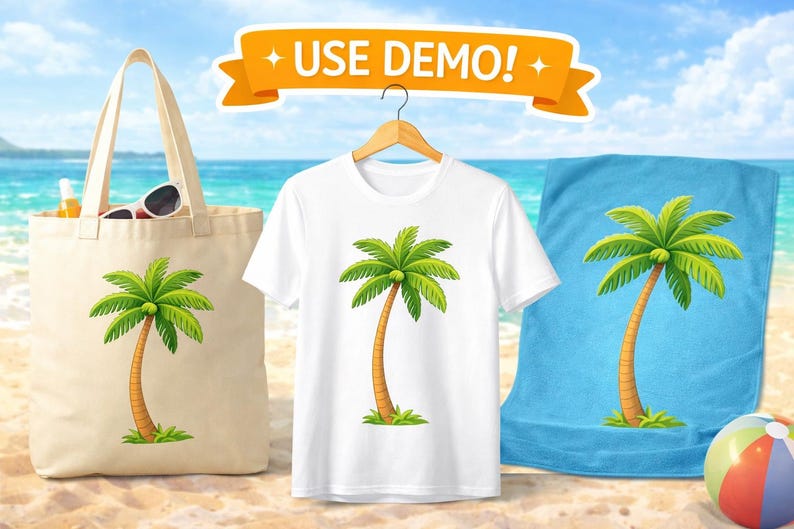 Palm Tree Clipart PNG: Tropical Summer Beach Design (digital Download ...