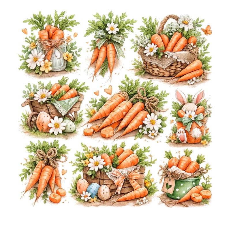 Watercolor Carrot Bundle PNG Clipart – Spring Easter Carrots - Etsy