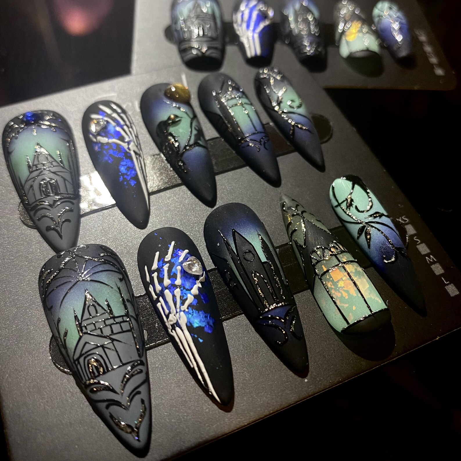 Lux Handpainted 3D Relievo Castle in the Dark Night/skeleton/opal Ombre ...