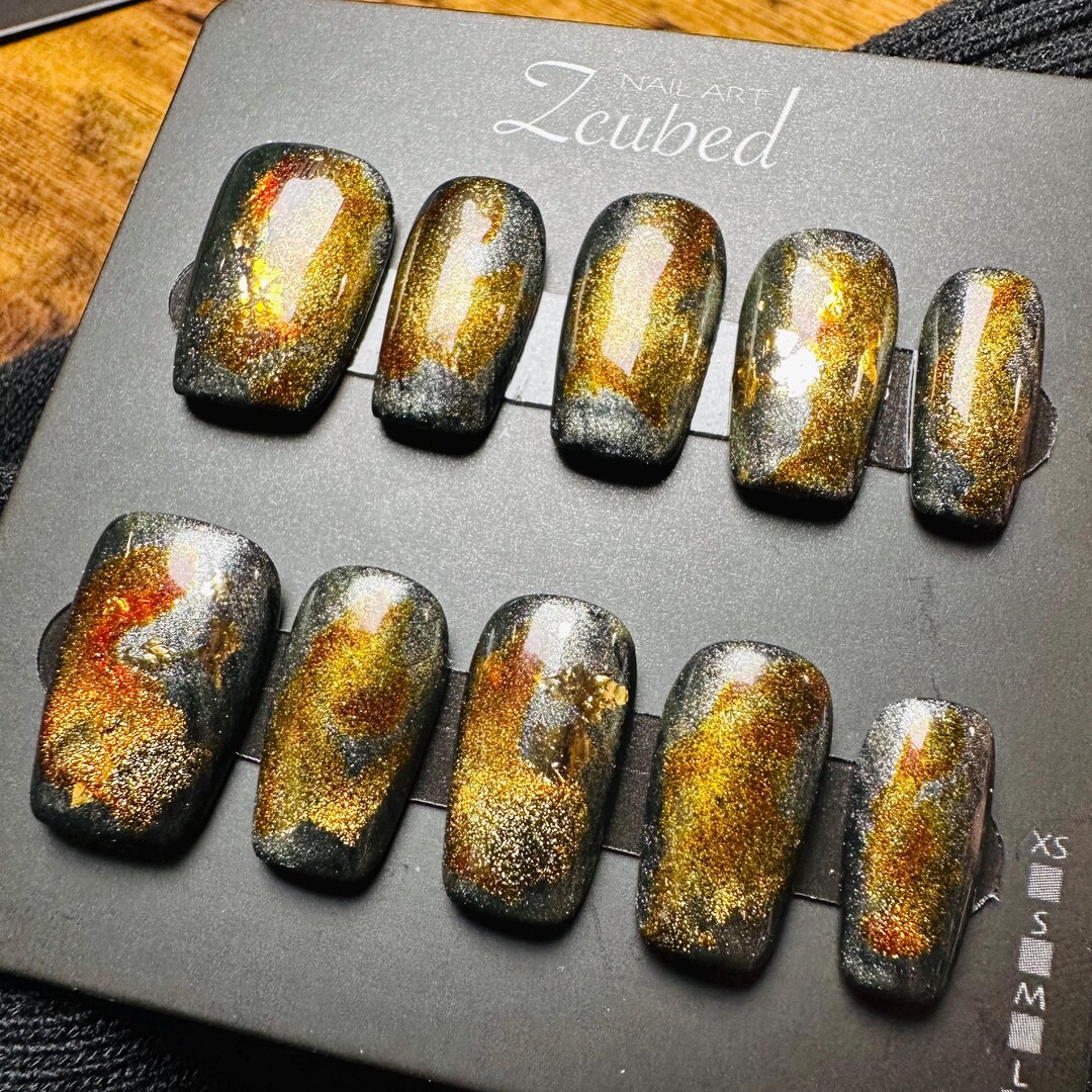 Artistic Bronze Gold Smudged/dark Gray Glittery/gold Sequins Presson ...
