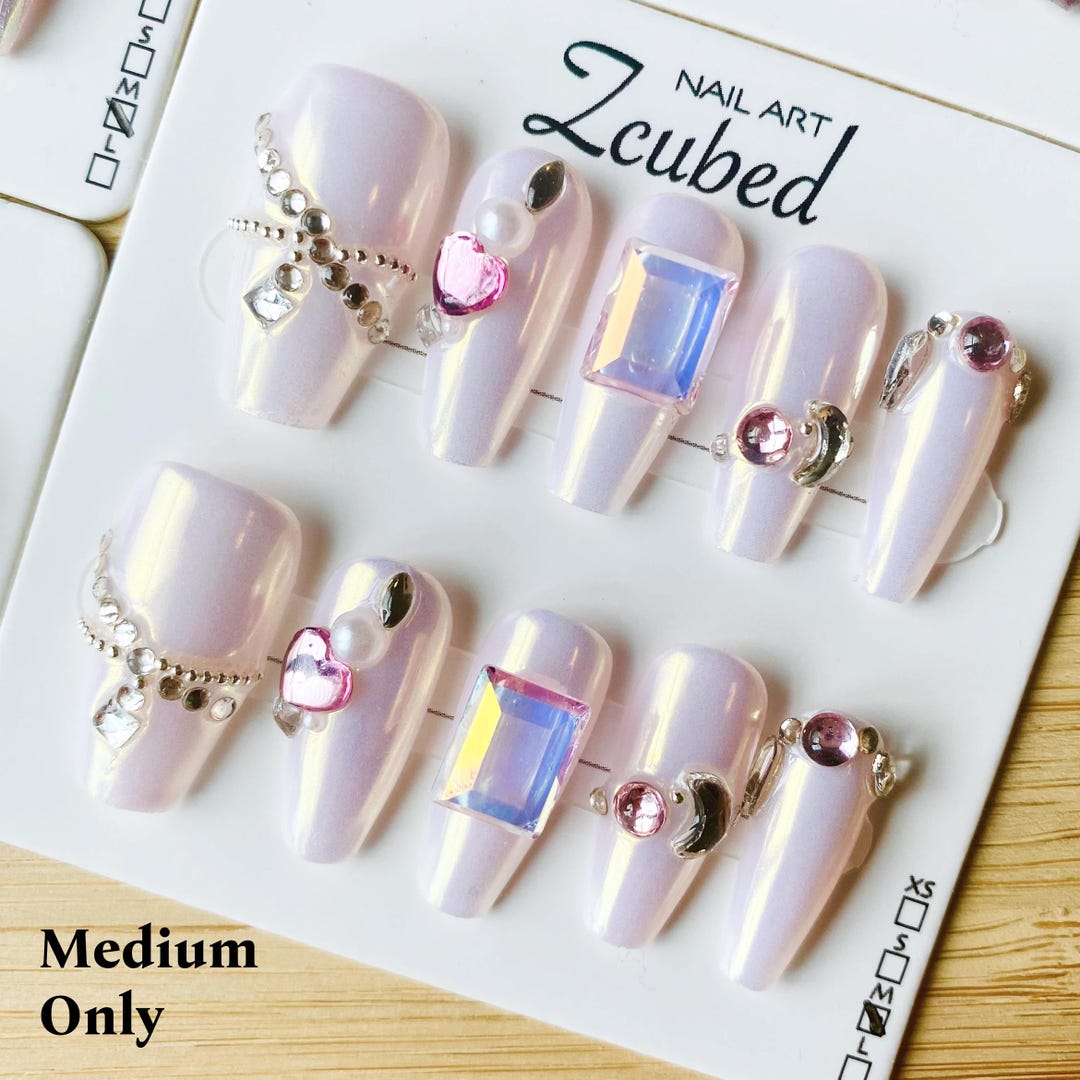 20-27mm Dainty Mini Gem Cat Eye Aurora Presson Nail | 100% Handmade ...