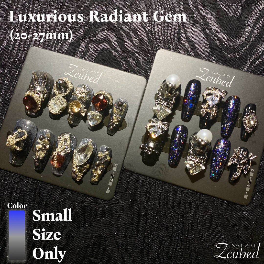 20-27mm Luxurious Radiant Gem Cat Eye Press-on Nail 100% Handmade ...