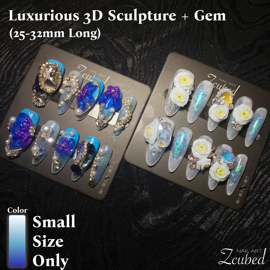 25-32mm Luxurious 3D Sculpted Gem Cat Eye Presson Nail|100%handmade ...