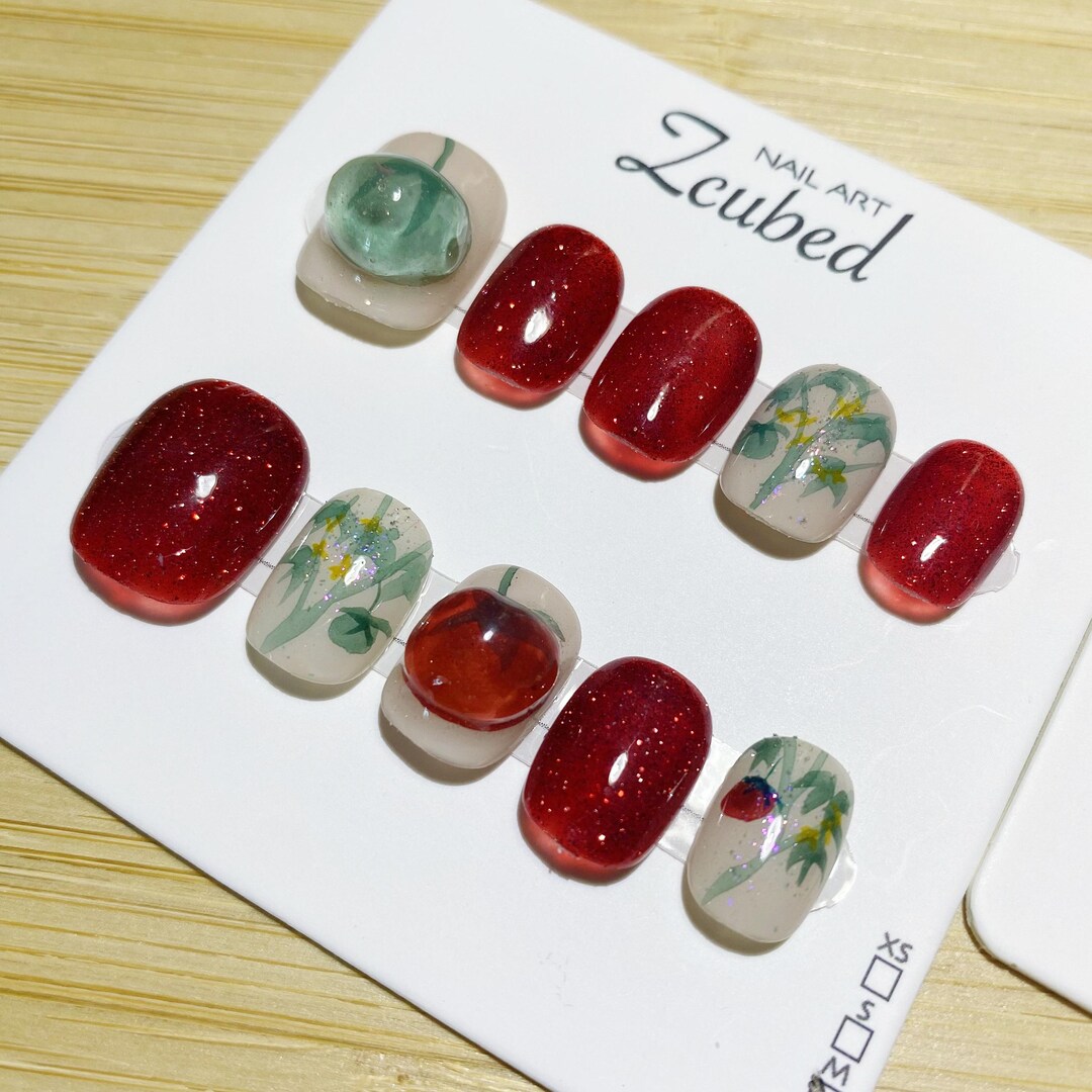 12-18mm Extra-short 3D Sculpted Flower Cute Presson Nail100%handmade ...