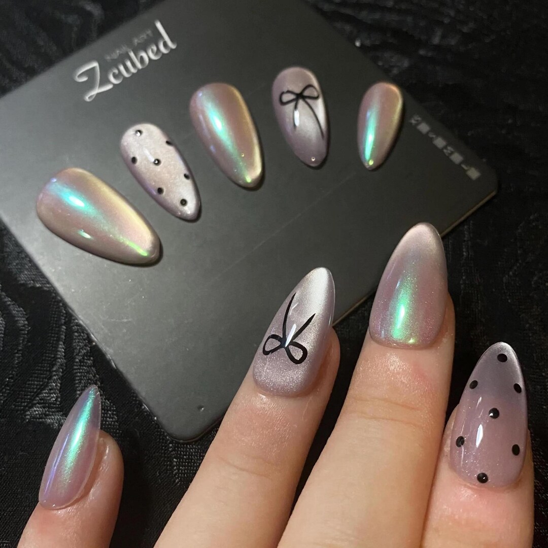 Purple Velvet Silky Chasing Light Cat Eye/handpainted Polka Dot-bow ...