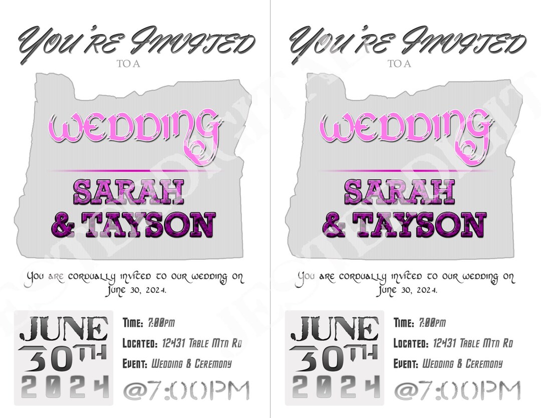 State Specific Custom Wedding Invitations Simple Elegant Printable ...