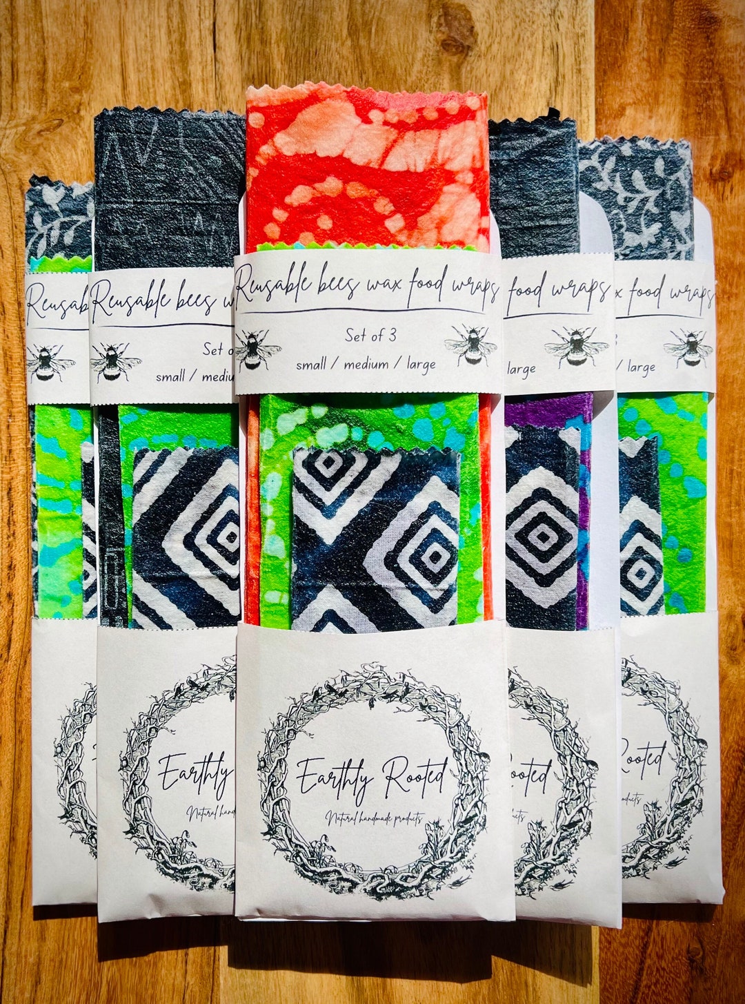 Reusable Bees Wax Food Wraps, Set of 3 - Etsy