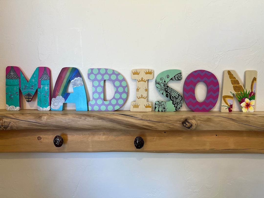 6" Princess Unicorn Castle Wooden Hand Painted Custom Name Letters Sign ...
