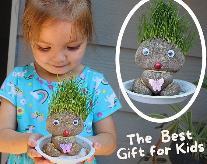 Grass Head Doll Growing Kit: Fun Desktop Plant With Tray - Etsy