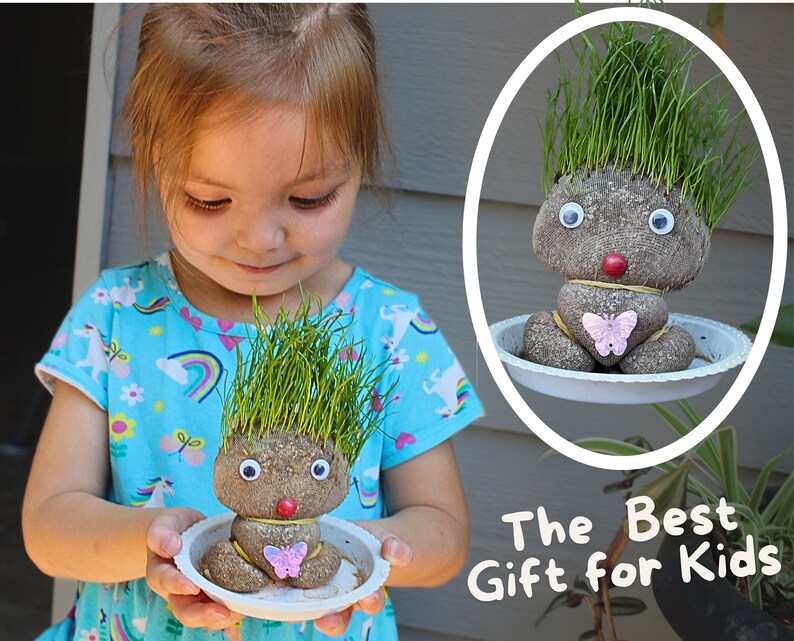 Grass Head Doll Growing Kit: Fun Desktop Plant With Tray - Etsy