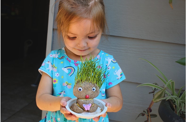 Grass Head Doll Growing Kit: Fun Desktop Plant With Tray - Etsy