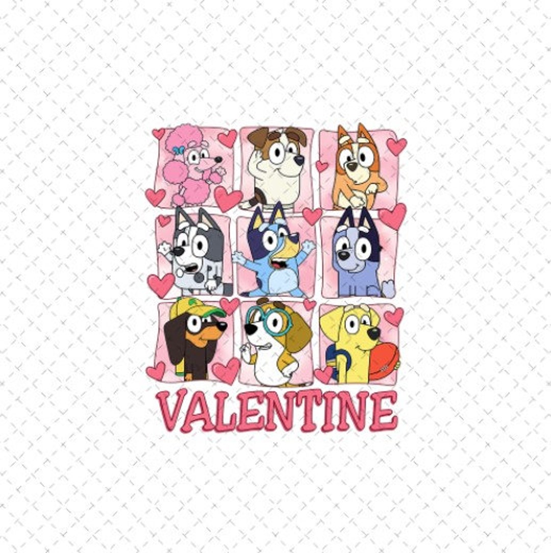 Bluey Love PNG, Bluey and Friends Png, Blue Dogs Valentine's Day ...