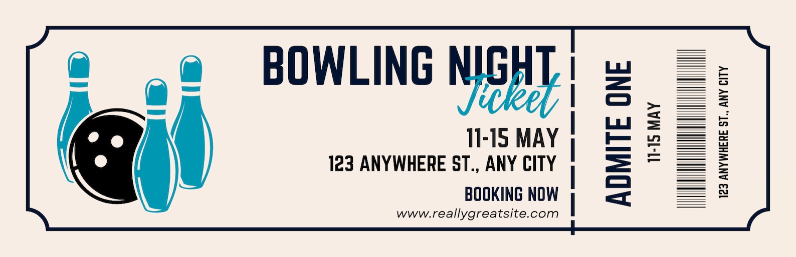 Editable Bowling Ticket Template for a Fun Night Out, Printable Bowling ...