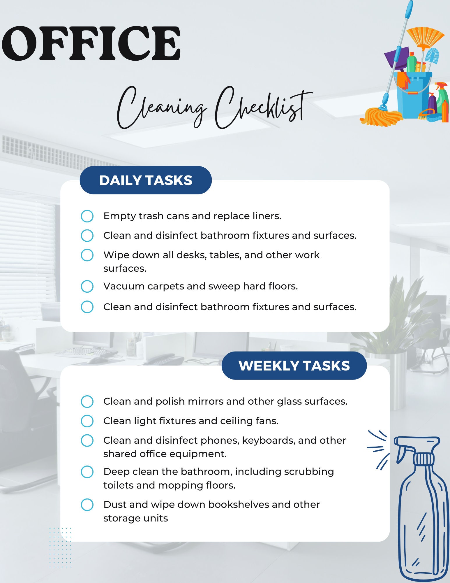 Office Cleaning Check List: Stay on Top of Your Cleaning Tasks With ...