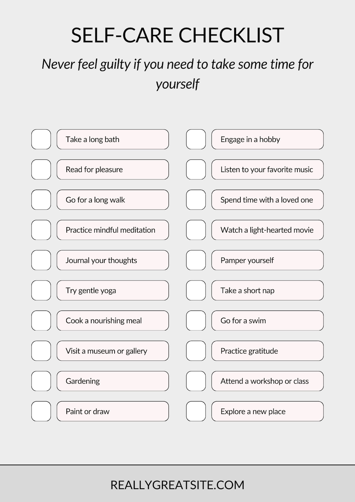 Ultimate Self Care Check-list Guide, Editable Self Care Check-list ...