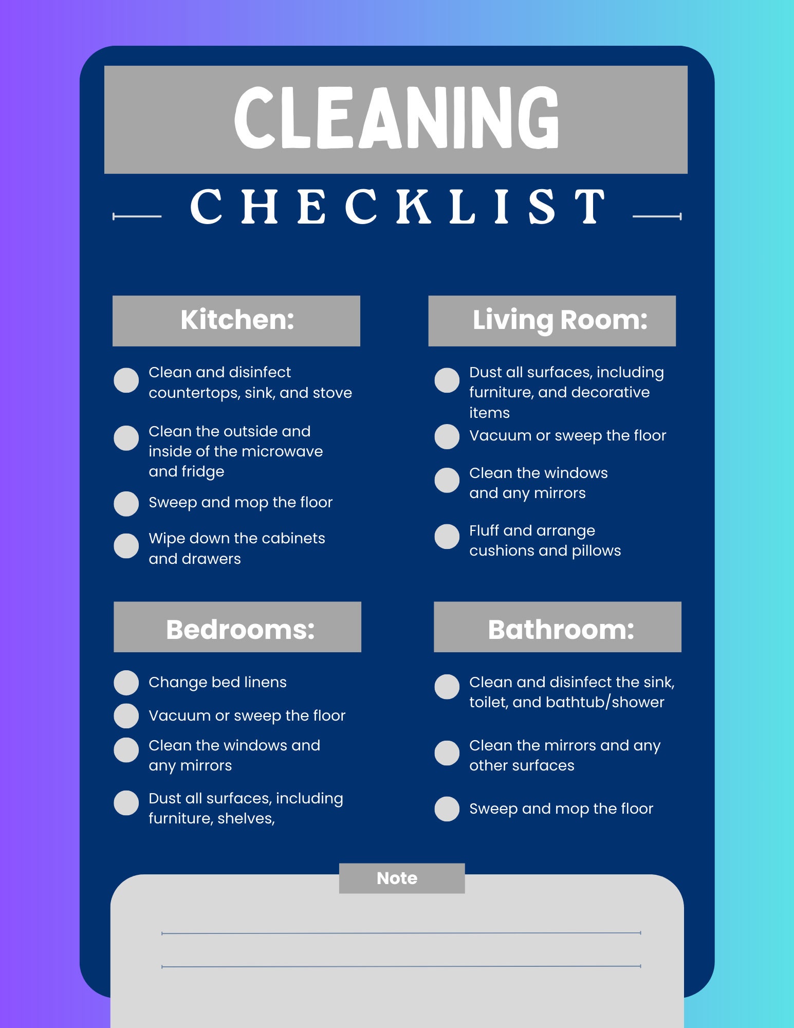 Cleaning Check List: A Complete Guide to Organizing and Efficiently ...