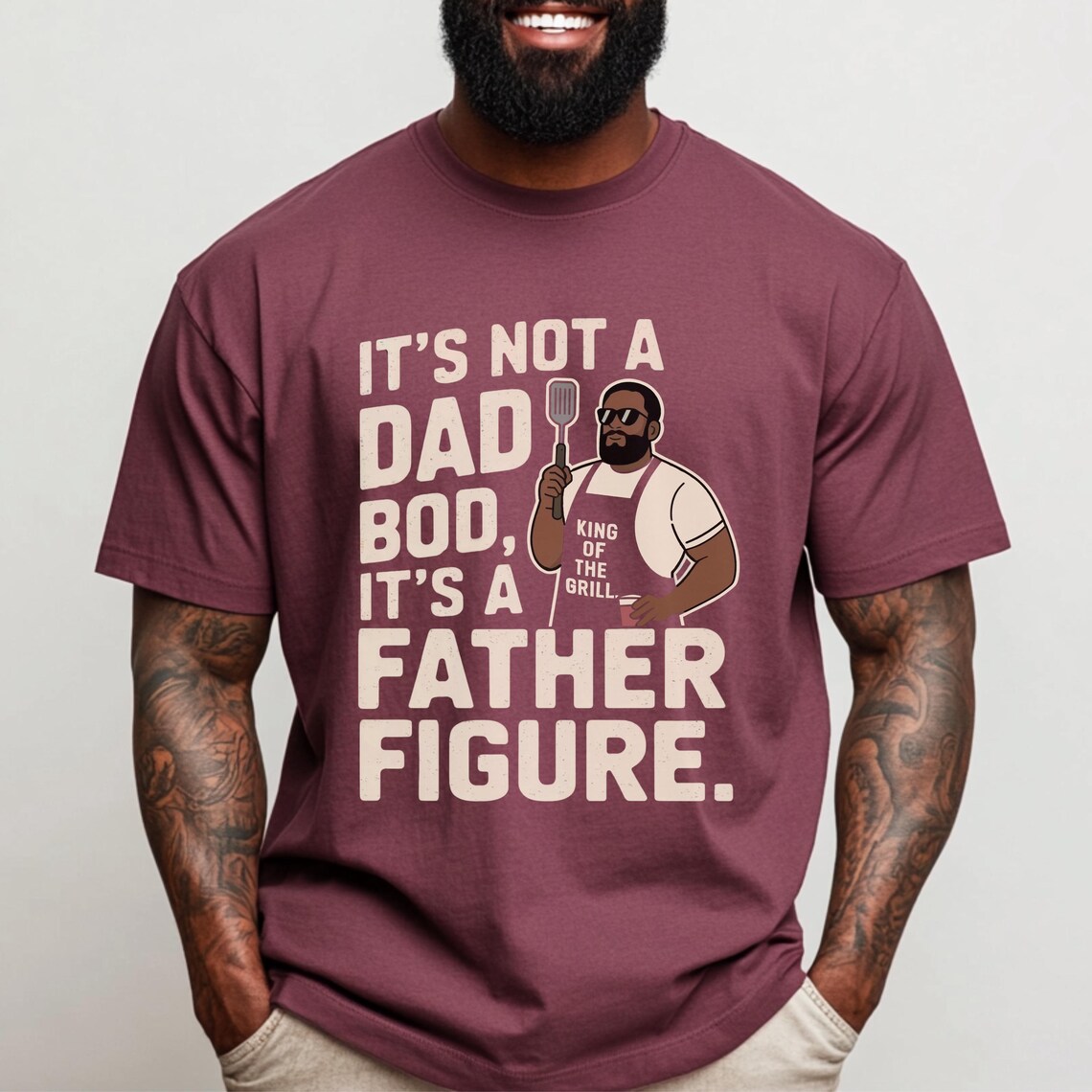 Father Figure BBQ T-shirt, Funny Dad Bod Shirt, King of the Grill Tee ...