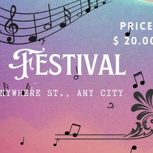 All-access Printable Music Festival Passes, Exclusive Editable Ticket ...