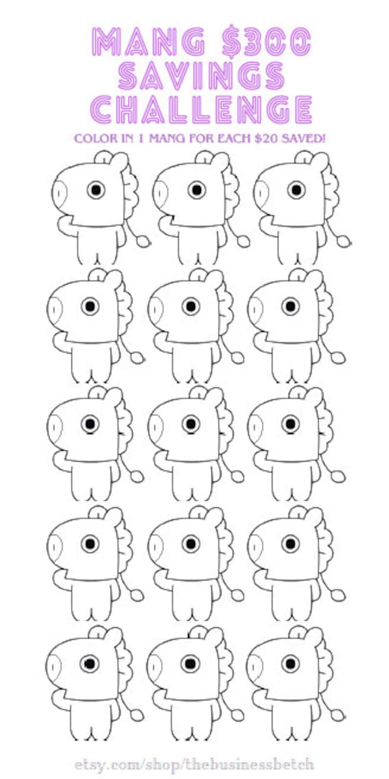 BT21 BTS ARMY Printable Savings Challenges Set of 7 - Etsy
