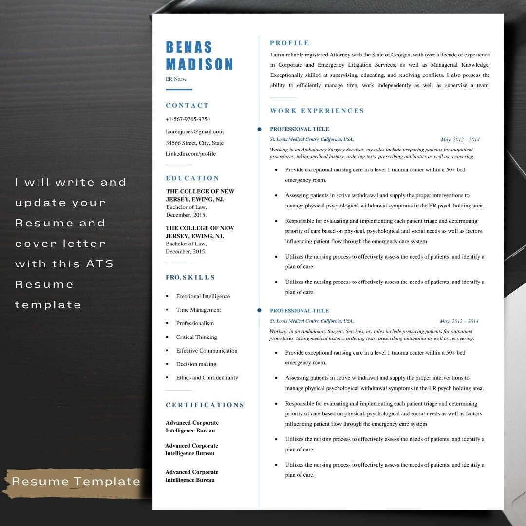 Professional Resume Template for Any Job Description, Resume Template ...