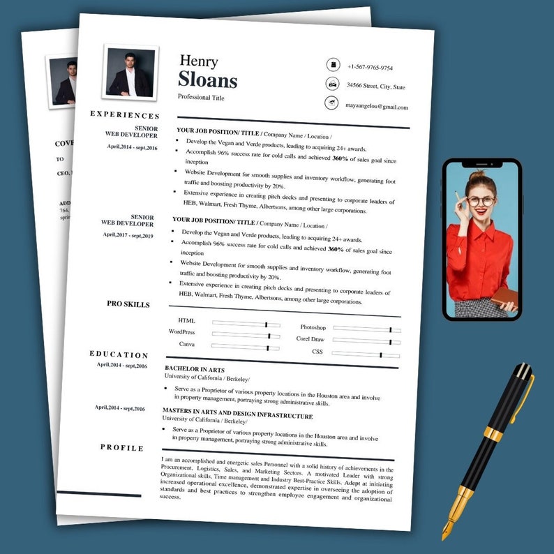 Minimalist Single Page Resume Template in Word, Editable Resume ...