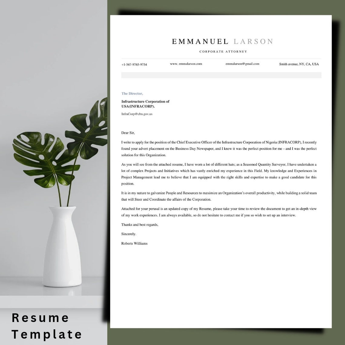 Resume Template, Word Resume Template With Matching Cover Letter - Etsy