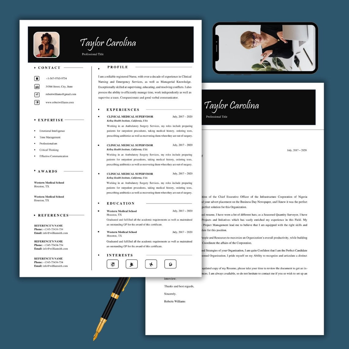 Minimalist Resume Template, Pro Smart Resume Template in Word Template ...