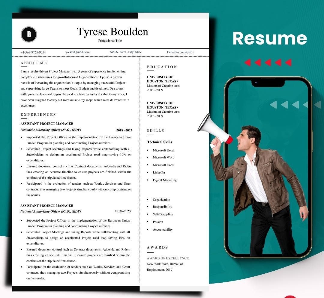 Standard Resume Template, Word Resume Template, Pro Smart Resume ...