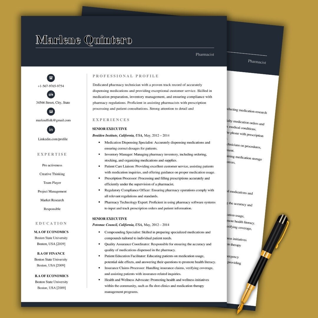 Simplified Resume Template for Medical Professionals, Word Document ...