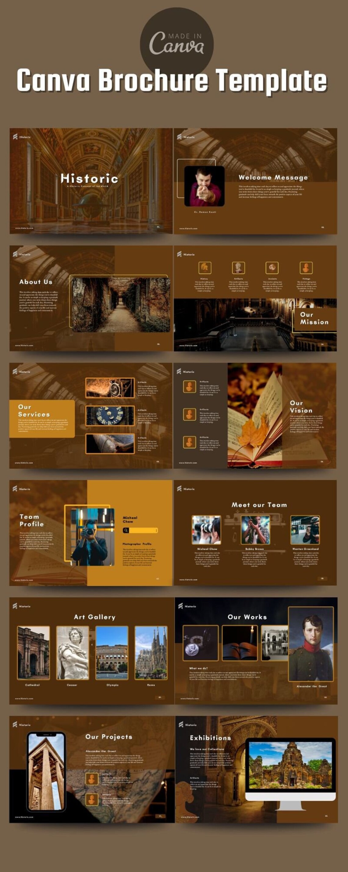 Unique Canva Brochure Template for Any Industry, History Brochure ...