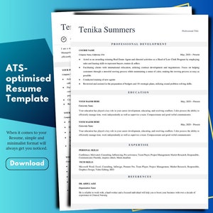 Minimalist Ats-optimized Resume Template, Well-structured Resume ...