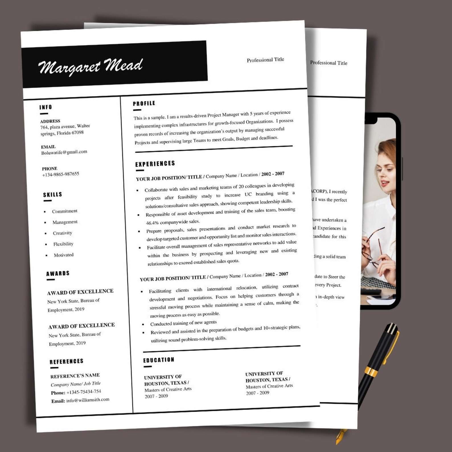 Resume Template Update, Word Resume Template, Quick Edit Resume ...