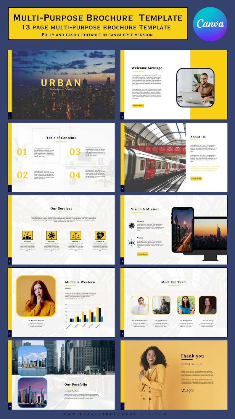 Canva Brochure Template for Any Industry, 13page Unique Design Company ...