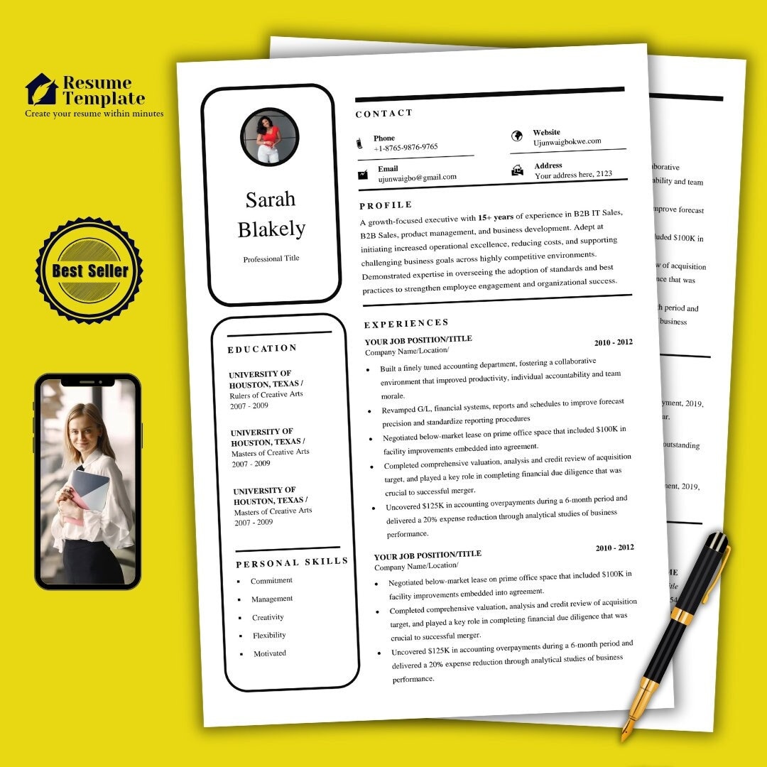 Comprehensive Resume Template for Any Job Role, Editable Resume Word ...