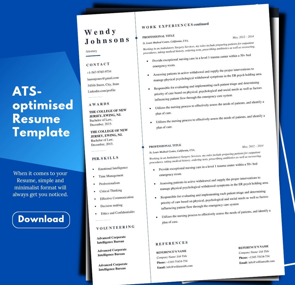 Ats-optimized Resume Template, Well-structured Resume Template ...