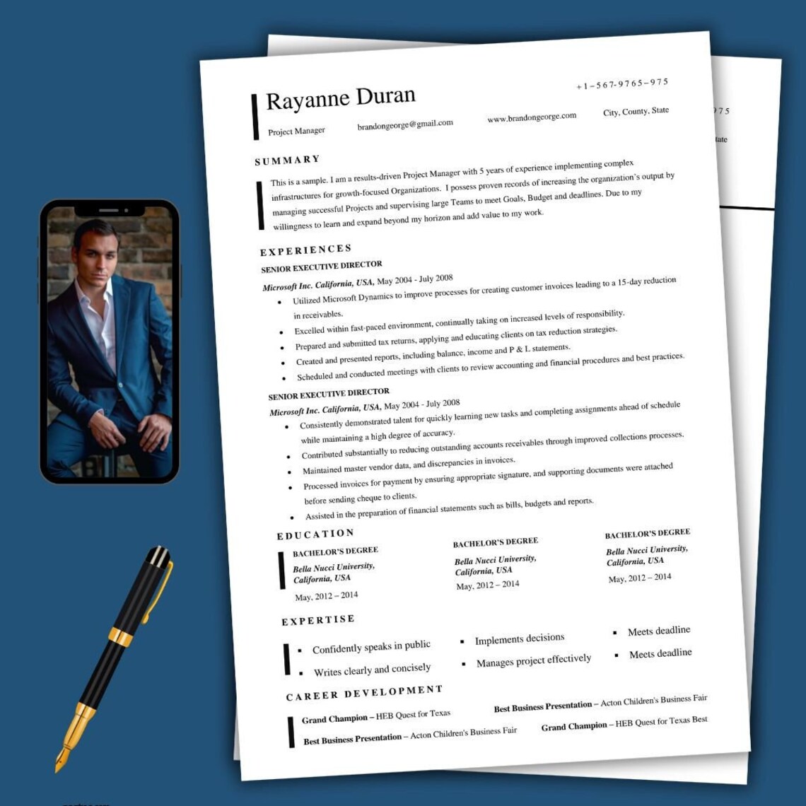 Ats-structured Resume Template, ATS Resume Template With Matching Cover ...