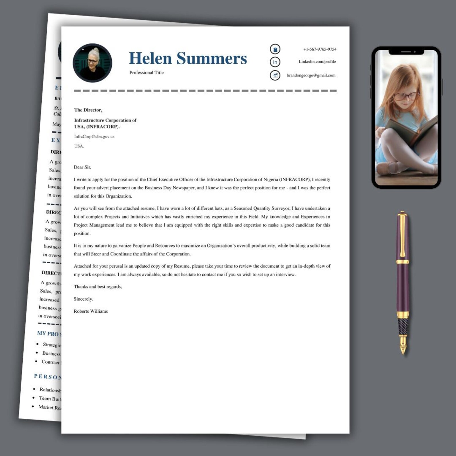 Modern Single Page Resume Template, Word Resume Template, Instant ...