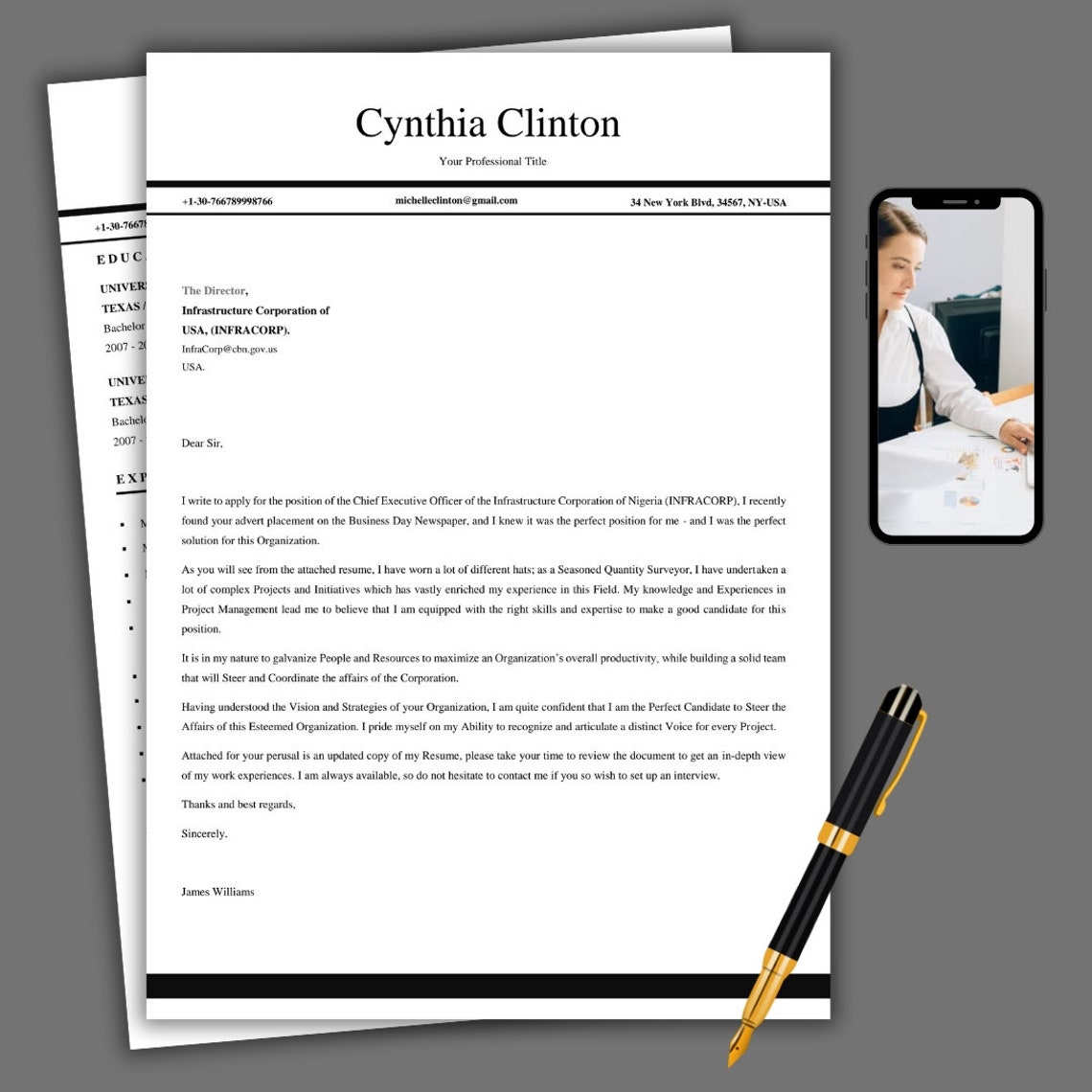 Minimalist Smart Resume Template in Word Format, Quick Edit Resume ...